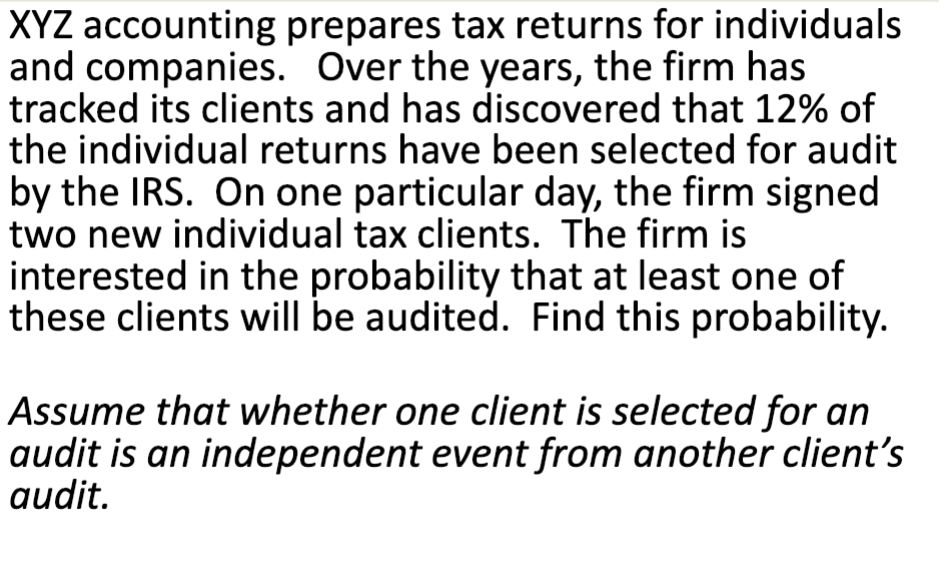 Solved XYZ accounting prepares tax returns for individuals | Chegg.com