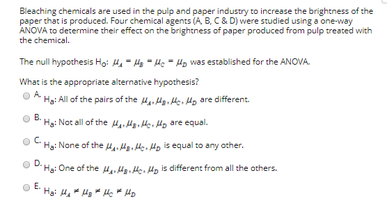 Solved Bleaching chemicals are used in the pulp and paper | Chegg.com