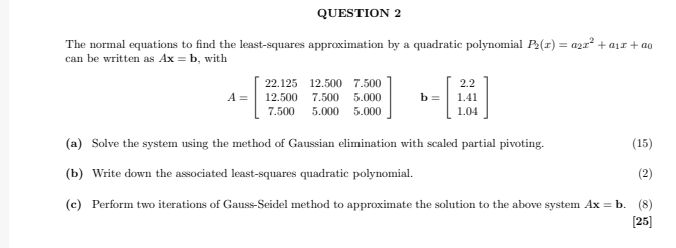Solved The normal equations to find the least-squares | Chegg.com