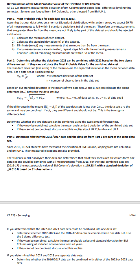 Solved Determination of the Most Probable Value of the | Chegg.com