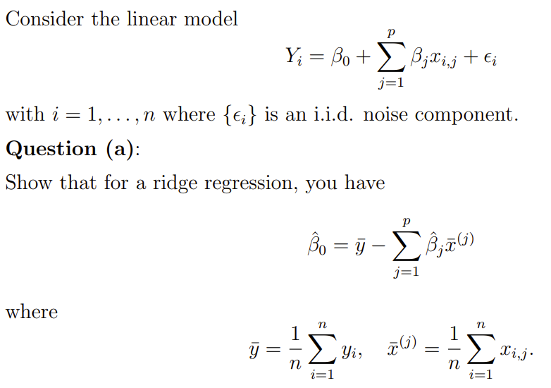 Solved Consider the linear model Yi=β0+∑j=1pβjxi,j+ϵi with | Chegg.com