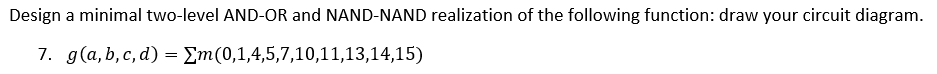 Solved Design a minimal two-level AND-OR and NAND-NAND | Chegg.com