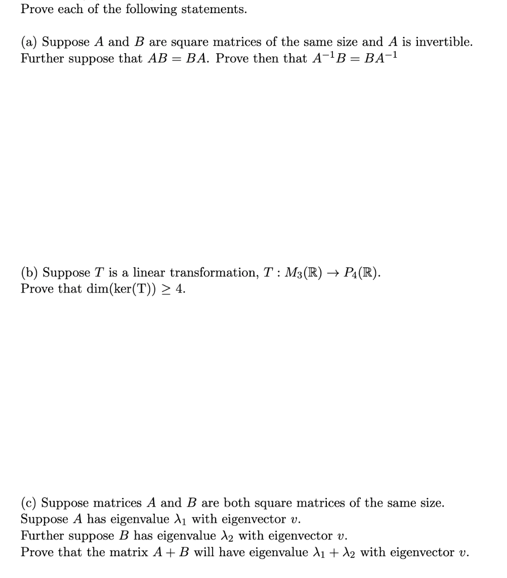 Solved Prove each of the following statements. (a) Suppose A | Chegg.com