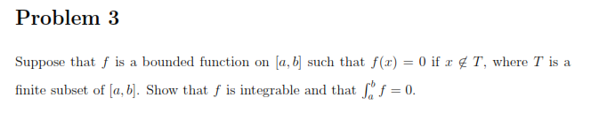 Solved Problem 3Suppose that f is ﻿a bounded function on a,b | Chegg.com
