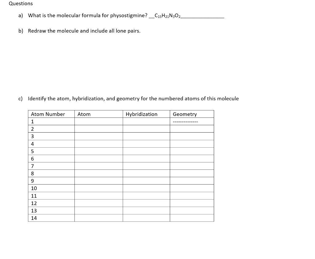 Solved Questions a) What is the molecular formula for | Chegg.com