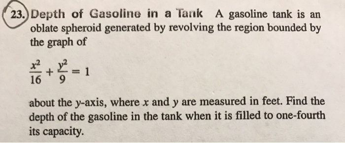 Solved Depth of Gasoline in a Tank A gasoline tank is an | Chegg.com