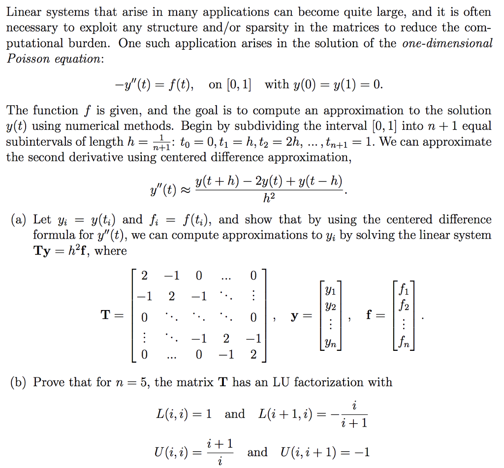Solved Linear systems that arise in many applications can | Chegg.com