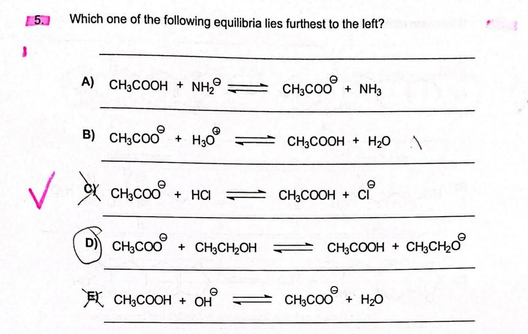 Solved [5. Which one of the following equilibria lies | Chegg.com