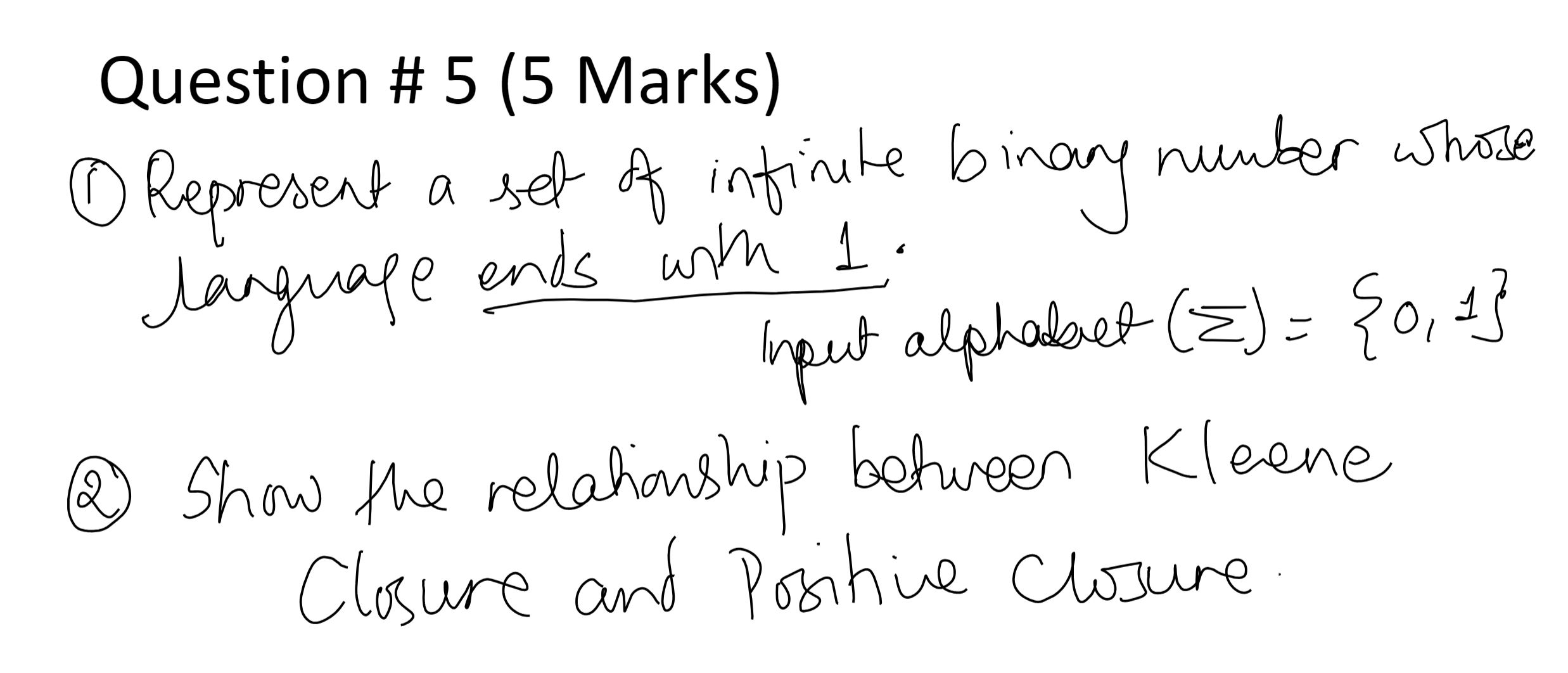 Solved Question # 5 (5 ﻿Marks)(1) ﻿Represent a set of | Chegg.com