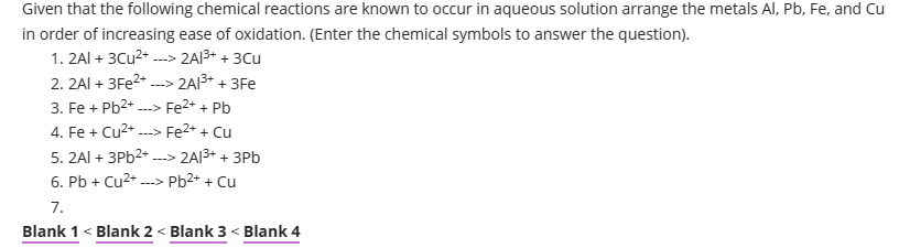 Solved Given that the following chemical reactions are known | Chegg.com