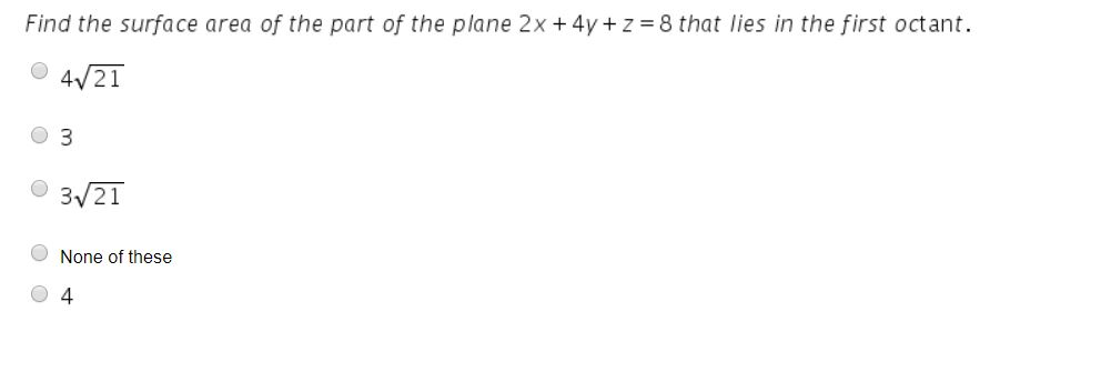 Solved Find The Surface Area Of The Part Of The Plane 2x