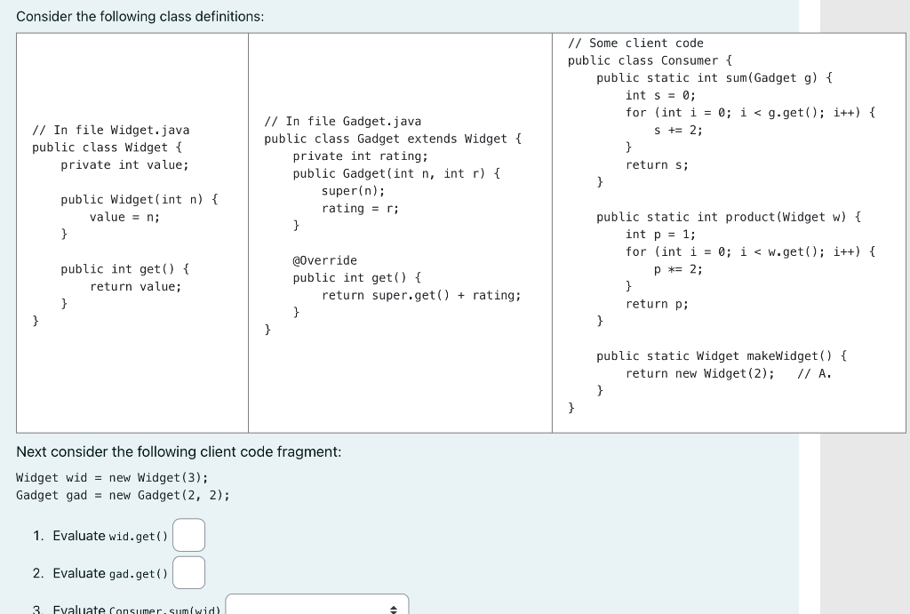 Solved Consider the following class definitions: Next | Chegg.com