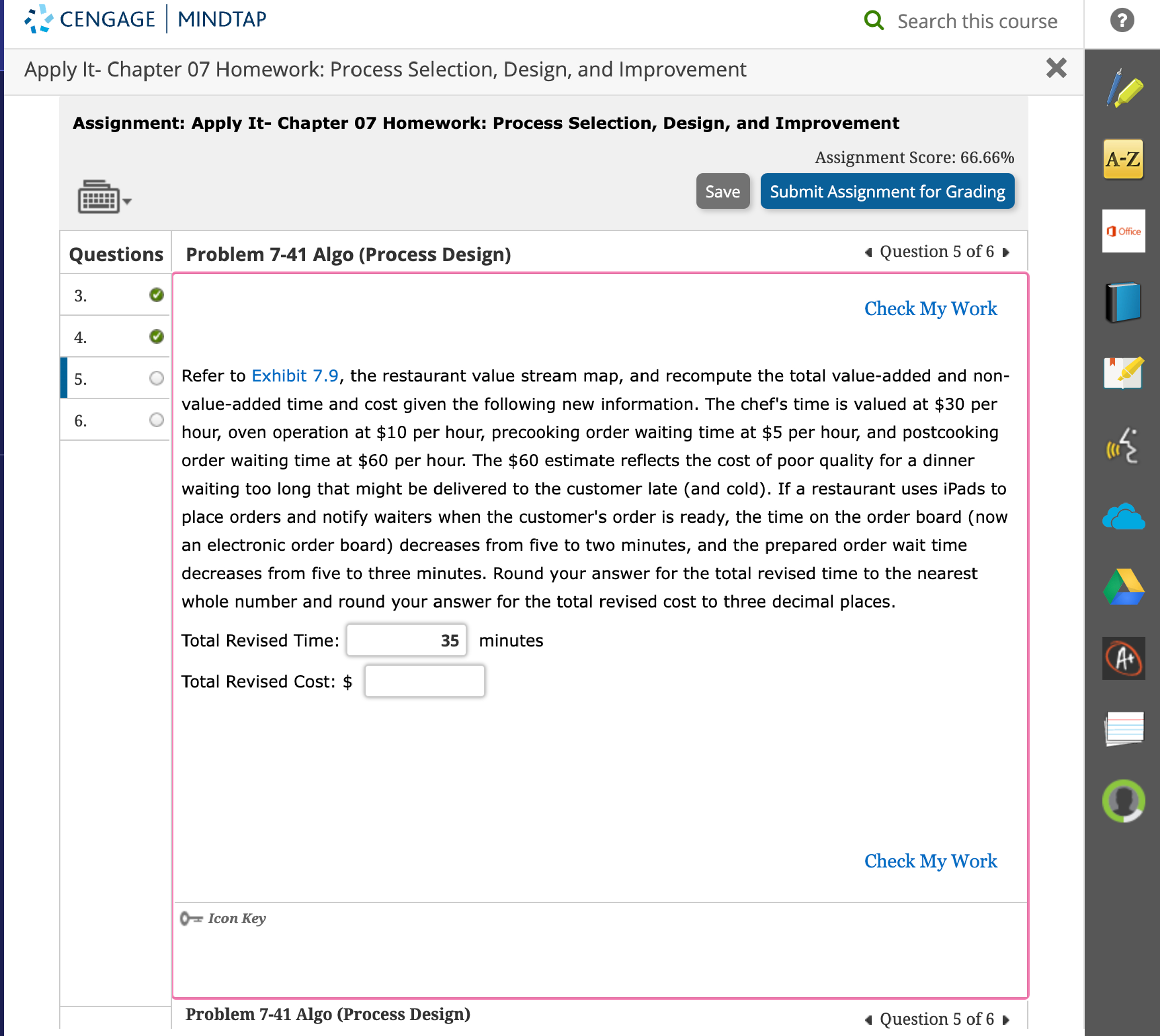 Solved Refer to ﻿Exhibit 7.9, ﻿the restaurant value stream | Chegg.com