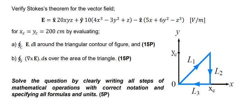 Solved Verify Stokes's theorem for the vector field; E = | Chegg.com