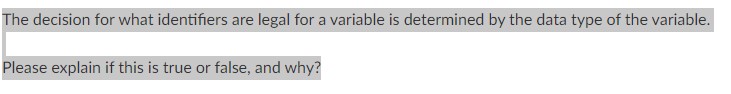 Solved The decision for what identifiers are legal for a | Chegg.com
