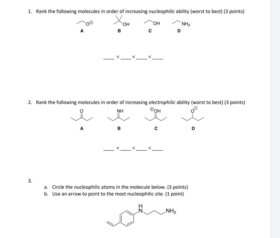 Solved A B C D 3. a. Circle the nucleophilic atoms in the | Chegg.com