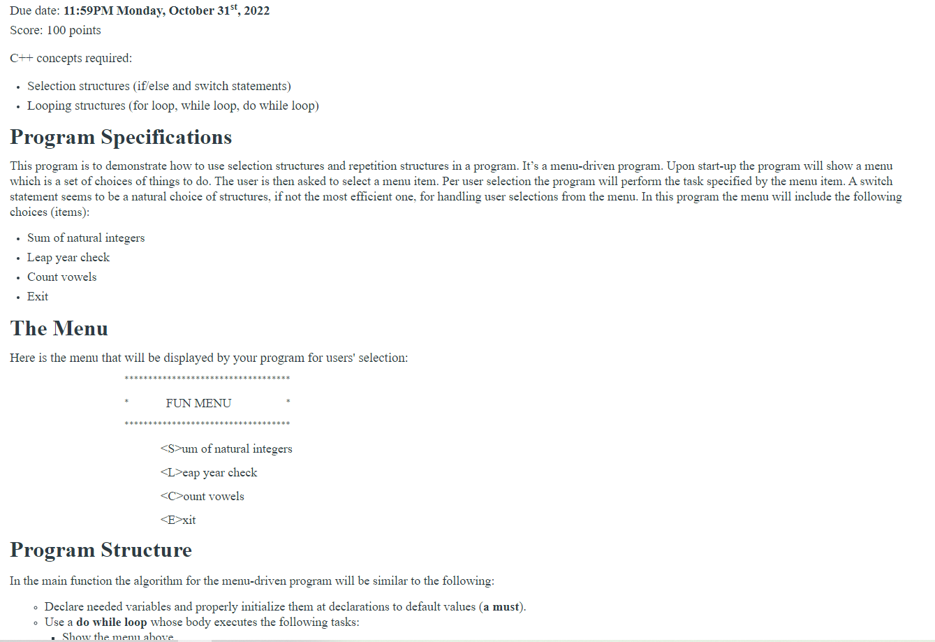 Solved In the main function the algorithm for the | Chegg.com