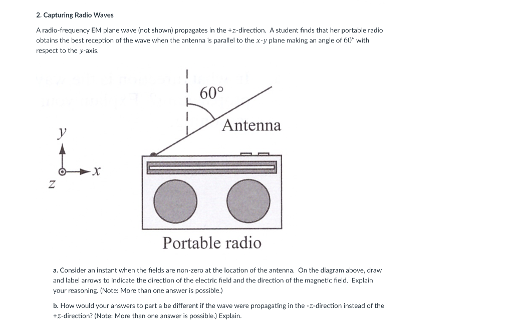 Solved 2. Capturing Radio Waves A radio-frequency EM plane | Chegg.com