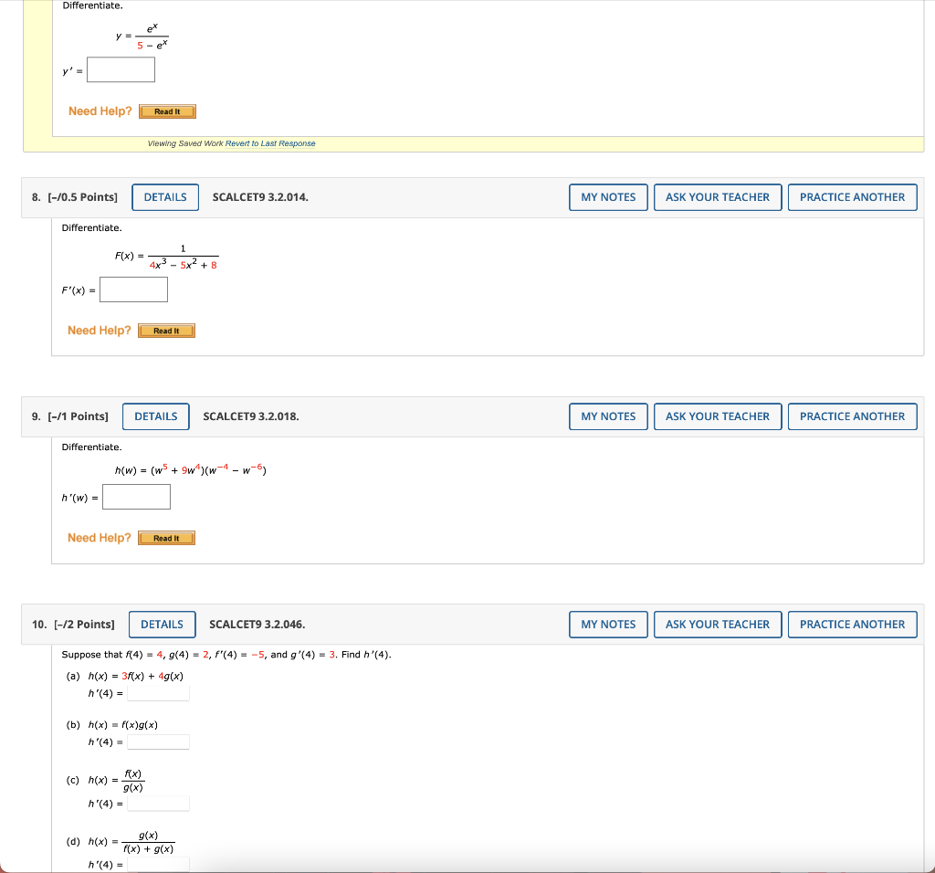 Solved Differentiate. y=5−exex y′= Viewng Saved Work Revert | Chegg.com