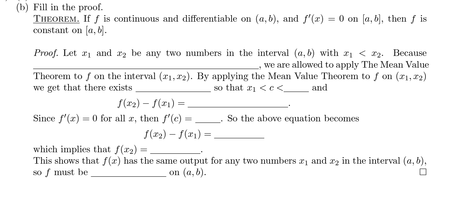 Solved ) Fill in the proof. THEOREM. If f is continuous and | Chegg.com