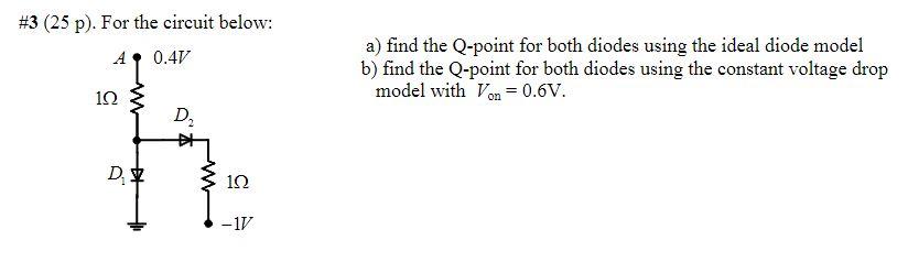 Solved a) Find the Q-point for both diodes using the ideal | Chegg.com