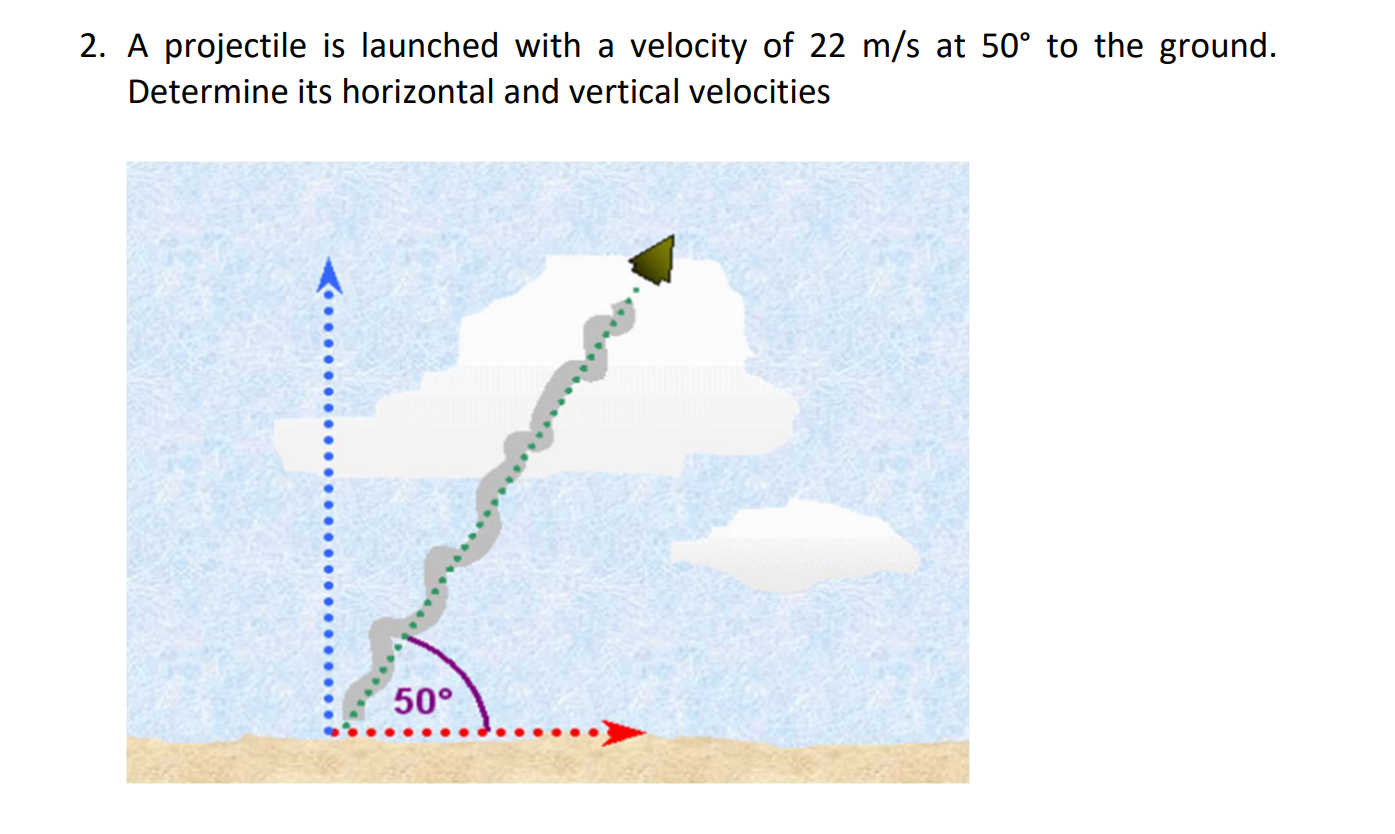 Solved A projectile is launched with a velocity of 22ms ﻿at | Chegg.com