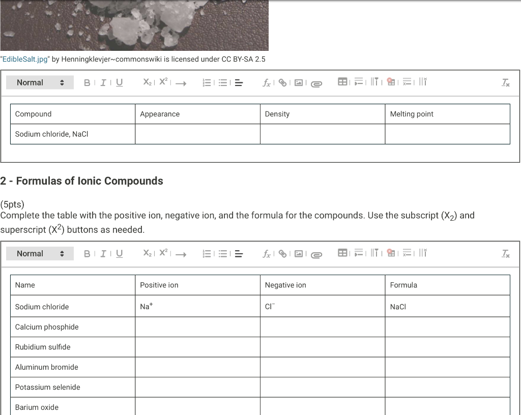 Solved (7pts) Complete the ion formation table and upload an | Chegg.com