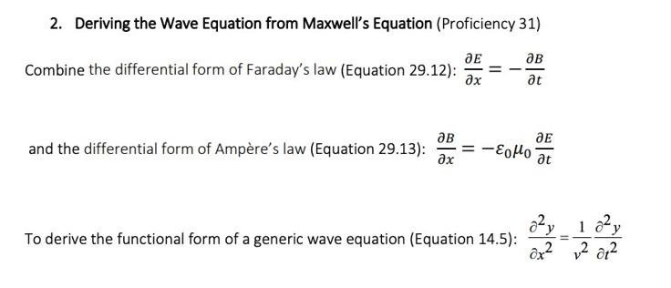 Solved 2. Deriving the Wave Equation from Maxwell's Equation | Chegg.com