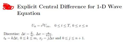 Solved Explicit Central Difference for 1-D Wave Equation Ut | Chegg.com
