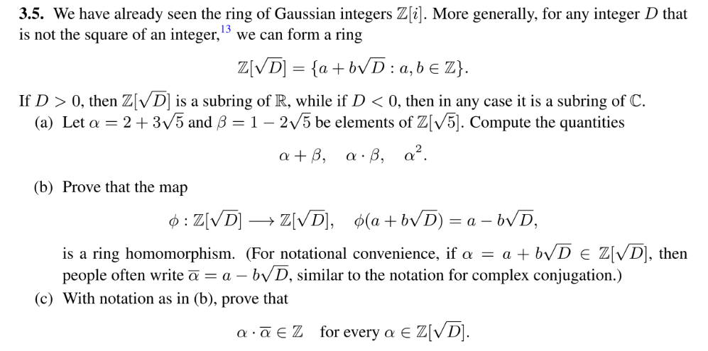 Solved 3.5. We have already seen the ring of Gaussian | Chegg.com