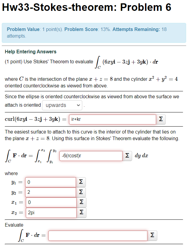 Solved Hw33-Stokes-theorem: Problem 6 Problem Value: 1 | Chegg.com