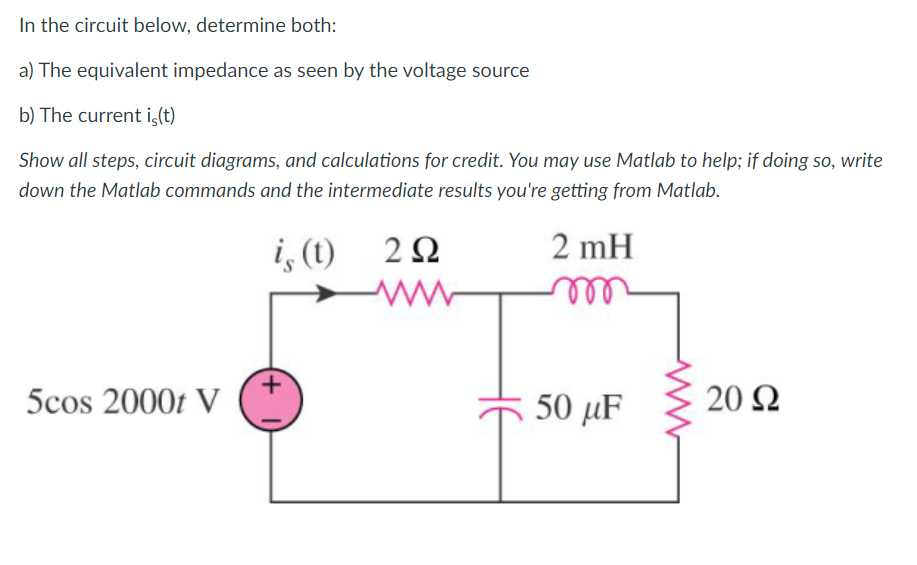 [Solved]: In the circuit below, determine both: a) The equ