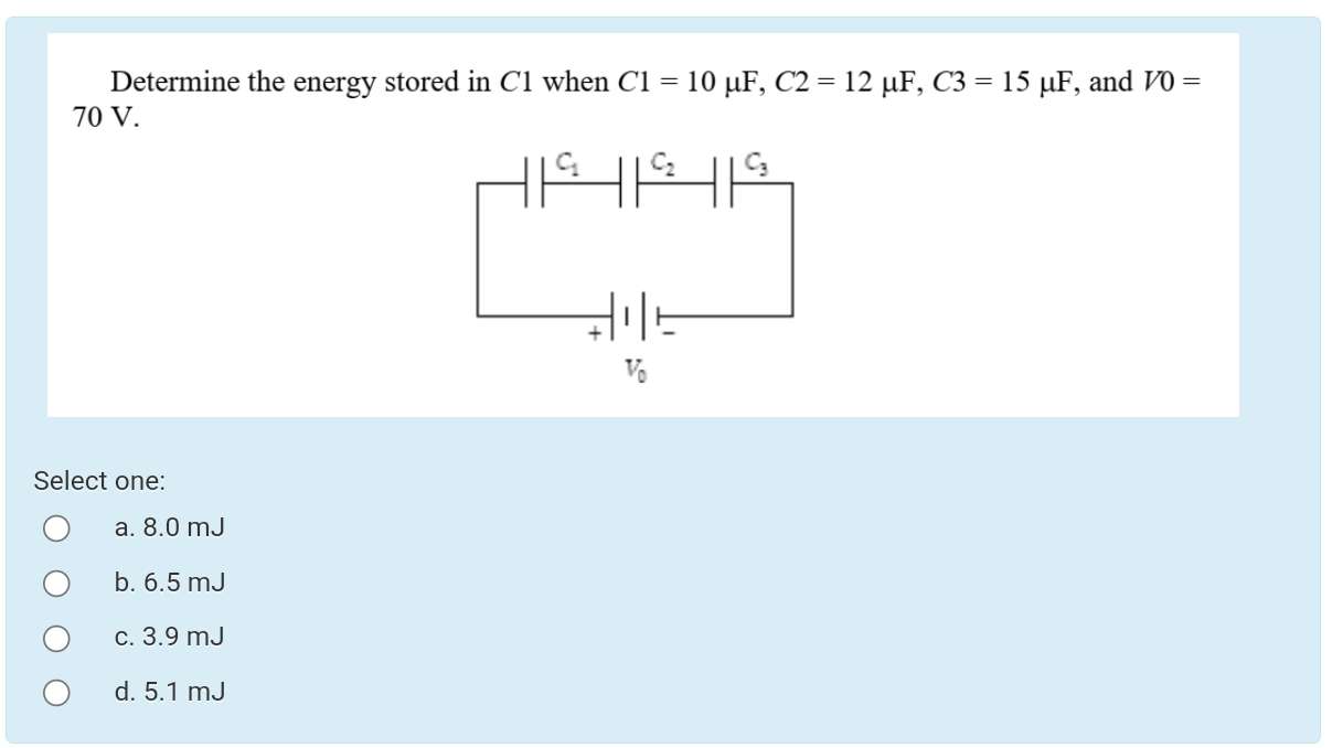 Solved Determine the energy stored in C1 ﻿when | Chegg.com