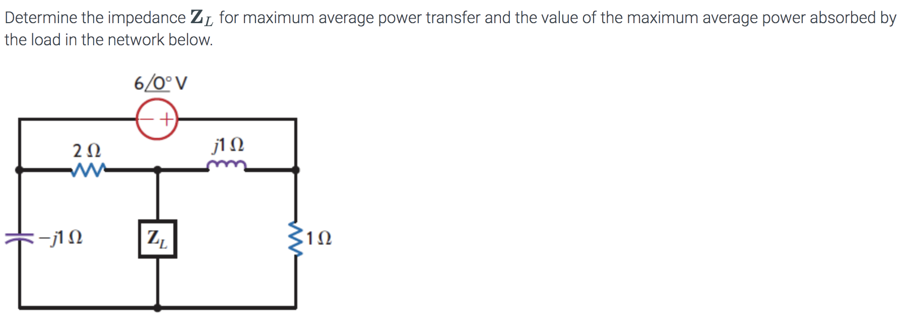 Solved Determine the impedance ZL for maximum average power | Chegg.com