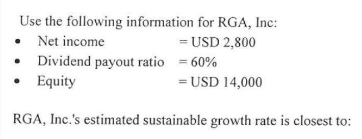 Solved Use the following information for RGA, Inc: - Net | Chegg.com