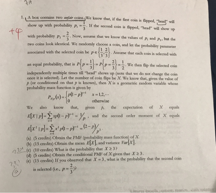 Solved 1.1 A box contains two unfair coins., We know that, | Chegg.com