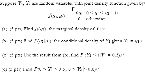 Solved Suppose Y1, Y2 are random variables with joint | Chegg.com