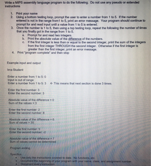 Solved Write a MIPS assembly language program to do the | Chegg.com