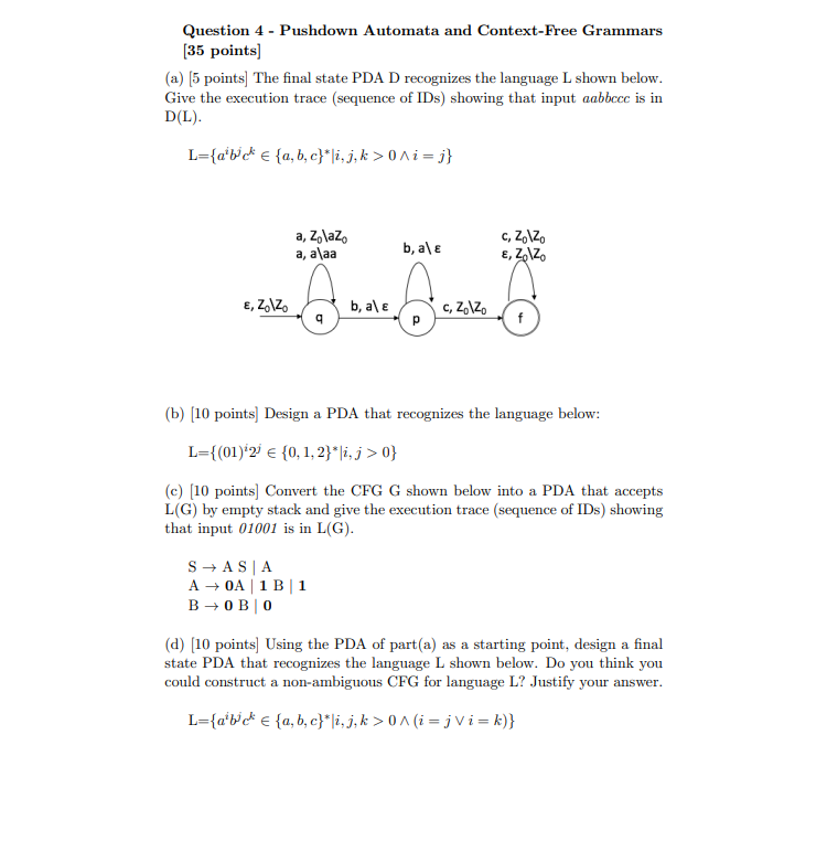 Solved Question 4 - Pushdown Automata and Context-Free | Chegg.com