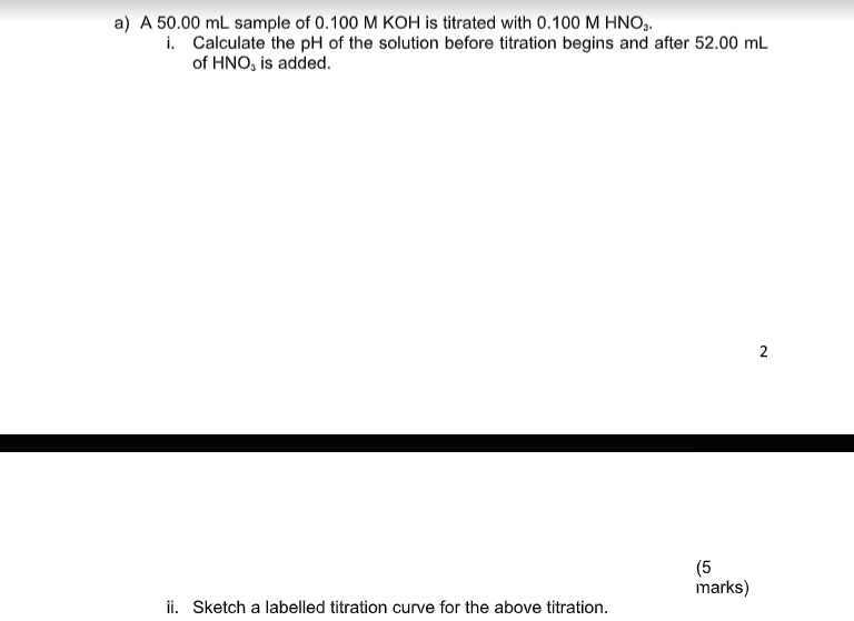 Solved a) A 50.00 mL sample of 0.100 M KOH is titrated with | Chegg.com
