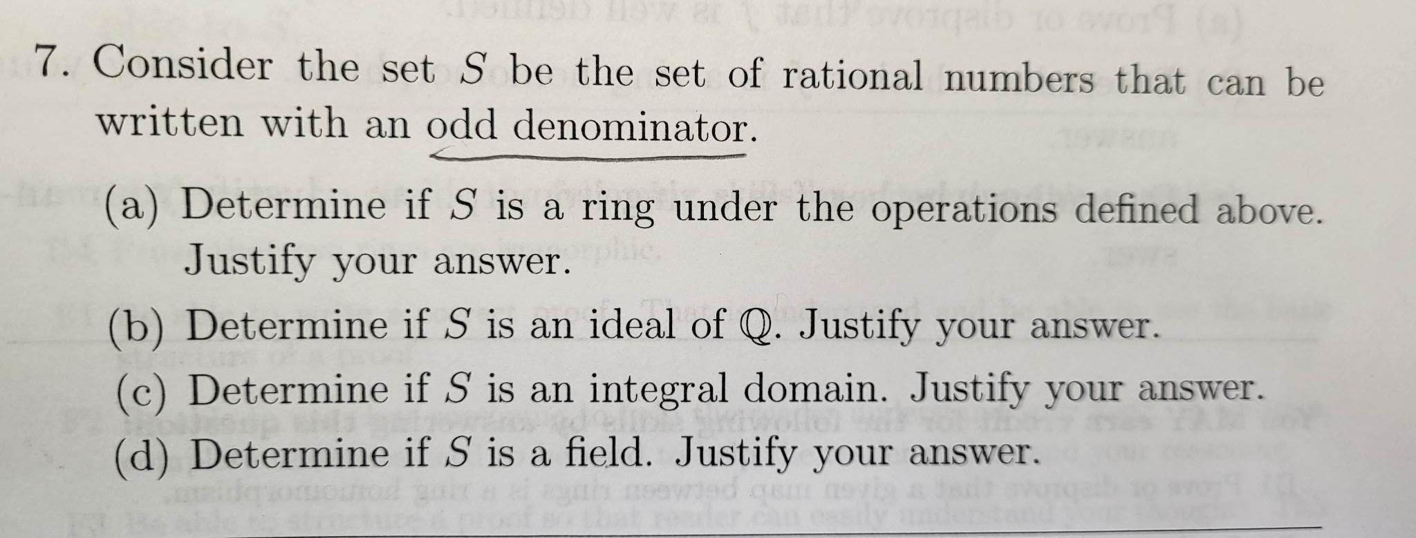 Solved 7. Consider the set S be the set of rational numbers | Chegg.com