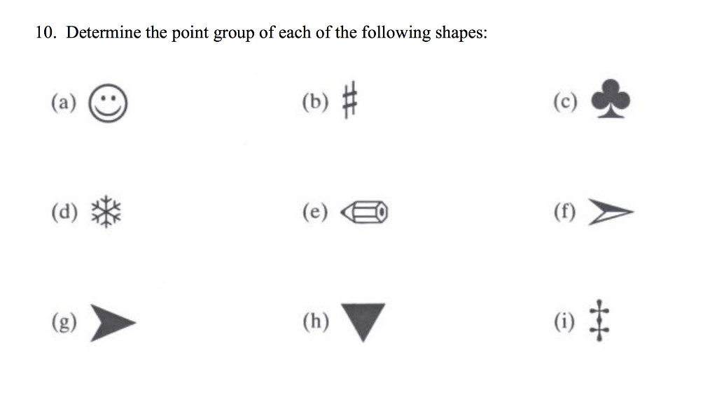 Solved 10. Determine the point group of each of the | Chegg.com