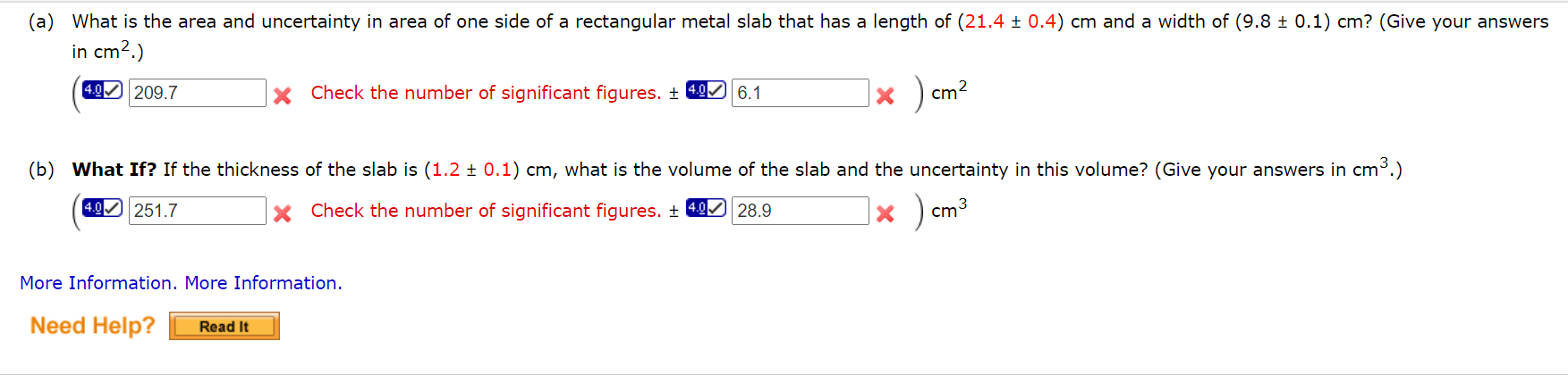 Solved (a) What is the area and uncertainty in area of one | Chegg.com