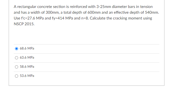 Solved A rectangular concrete section is reinforced with | Chegg.com
