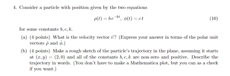 Solved This describe the position of a particle in polar | Chegg.com