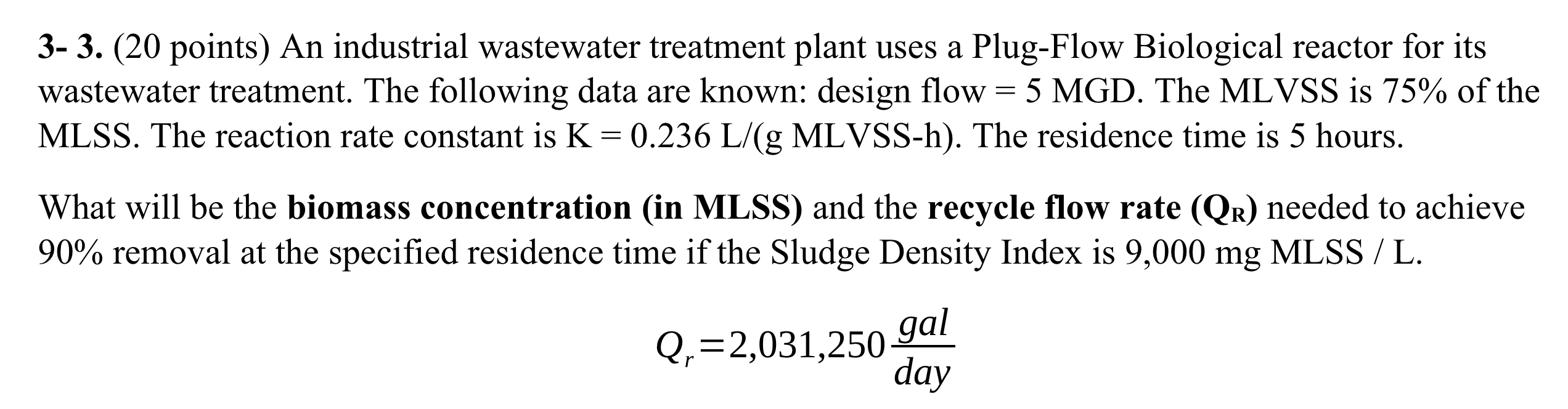Solved 3- 3. (20 points) An industrial wastewater | Chegg.com Solved 3- 3. (20 points) An industrial wastewater | Chegg.com