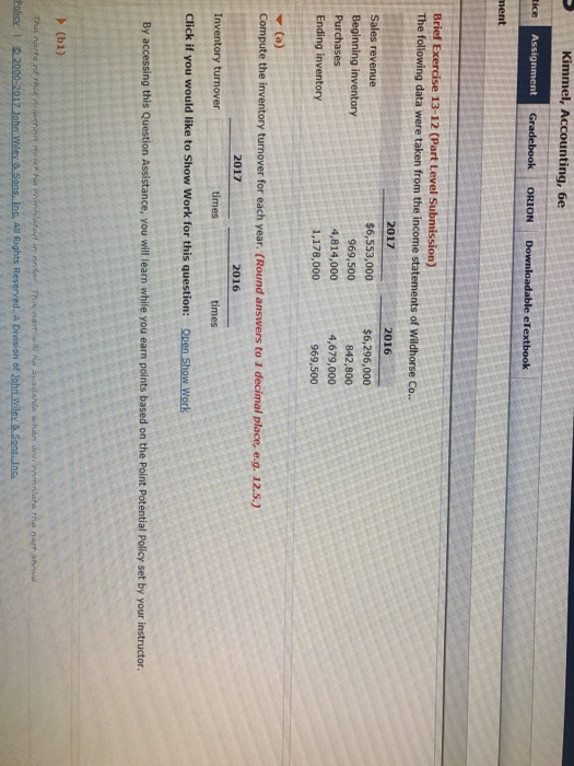Solved Brief excersize 13-12 (part level submission) | Chegg.com