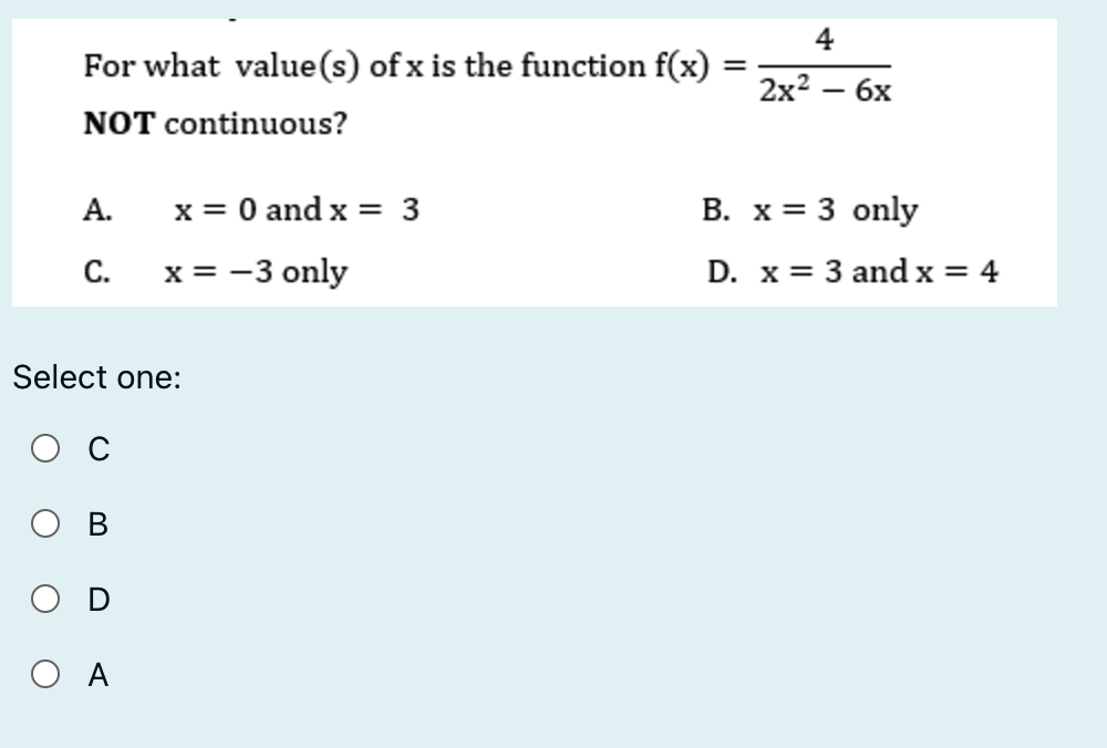 Solved For what value(s) of x is ﻿the function | Chegg.com