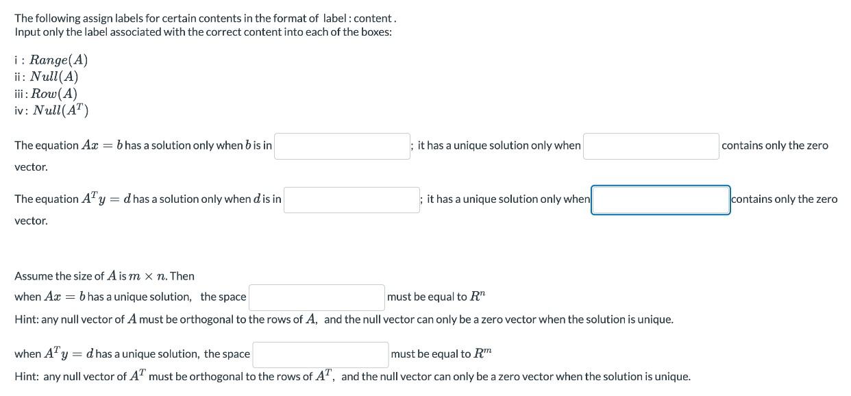 Solved The following assign labels for certain contents in | Chegg.com