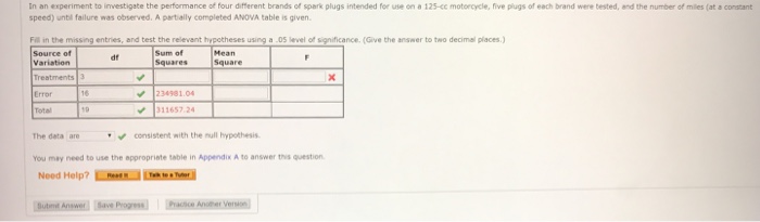 Solved In an experiment to investigate the performance of | Chegg.com
